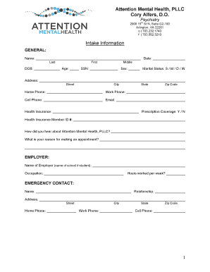 Fillable Online attention-mental-health-intake-packetdocx Fax Email ...