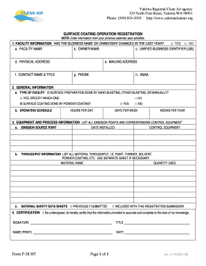Fillable Online yakimacleanair SURFACE COATING OPERATION REGISTRATION ...