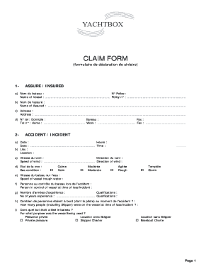 Fillable Online Claim Form YACHTBOXdoc Fax Email Print - pdfFiller