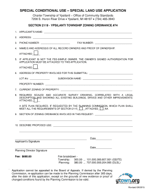 Fillable Online SPECIAL CONDITIONAL USE SPECIAL LAND USE APPLICATION ...