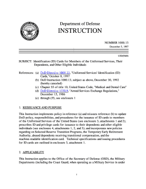Fillable Online biotech law lsu DoD Instruction 100013 December 5 1997 Identification ID Cards ...