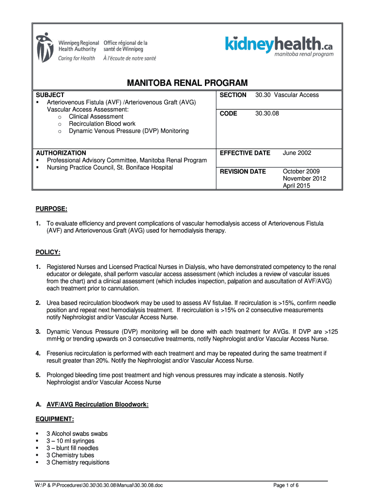 Fillable Online Arteriovenous Fistula (AVF) /Arteriovenous Graft (AVG ...