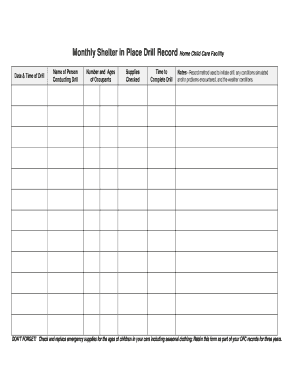 Fillable Online Monthly Shelter in Place Drill Record Home Child Care Facility Fax Email Print ...