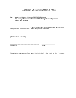 Fillable Online Addendum 2 Acknowledgement Form - Haysdocx Fax Email ...