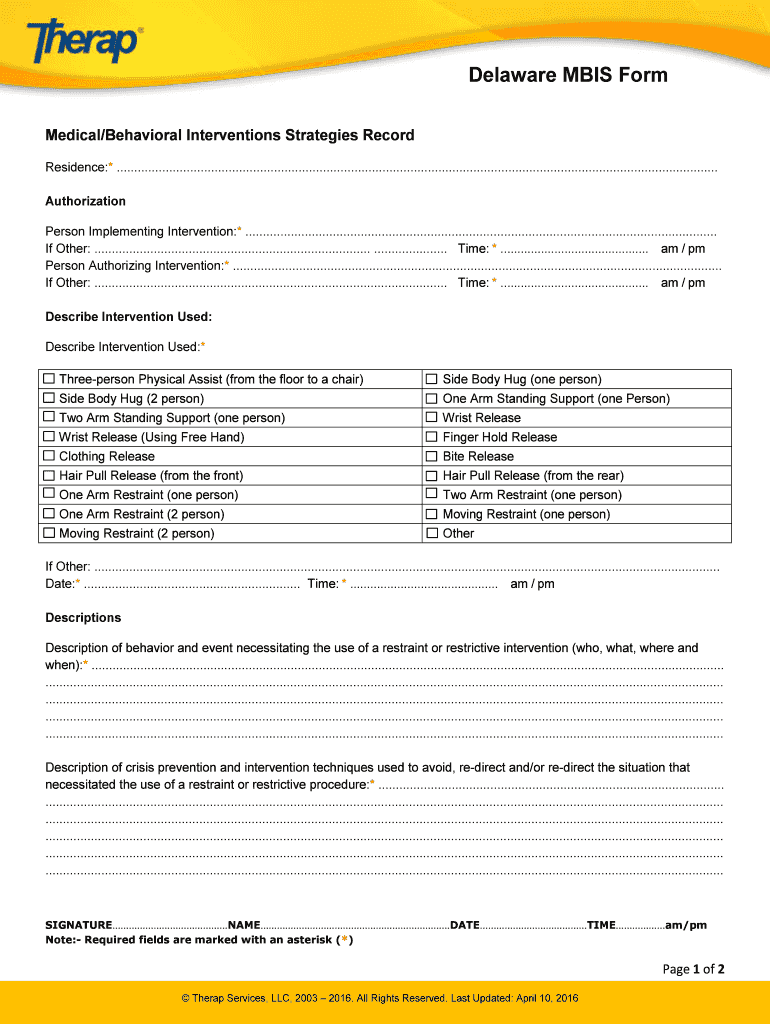 Fillable Online MBIS Form - Therap Fax Email Print - pdfFiller