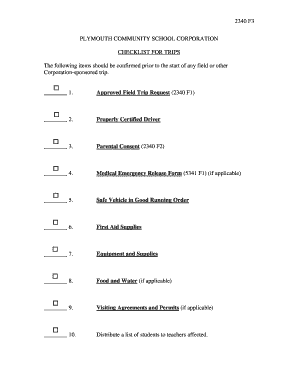 Fillable Online CHECKLIST FOR TRIPS Fax Email Print - pdfFiller