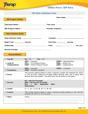Fillable Online Offline Form ISP Data - Therap Fax Email Print - pdfFiller