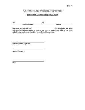 Fillable Online STUDENT HANDBOOK CERTIFICATION Fax Email Print - pdfFiller