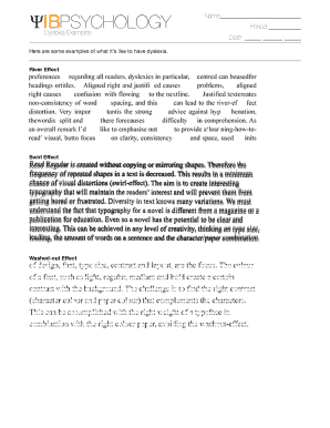 Fillable Online dyslexia examples Fax Email Print - pdfFiller
