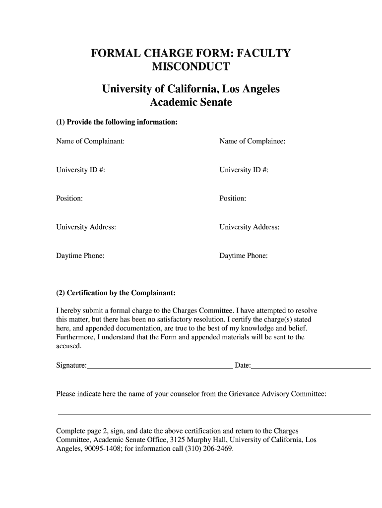 Fillable Online FORMAL CHARGE FORM Fax Email Print - pdfFiller
