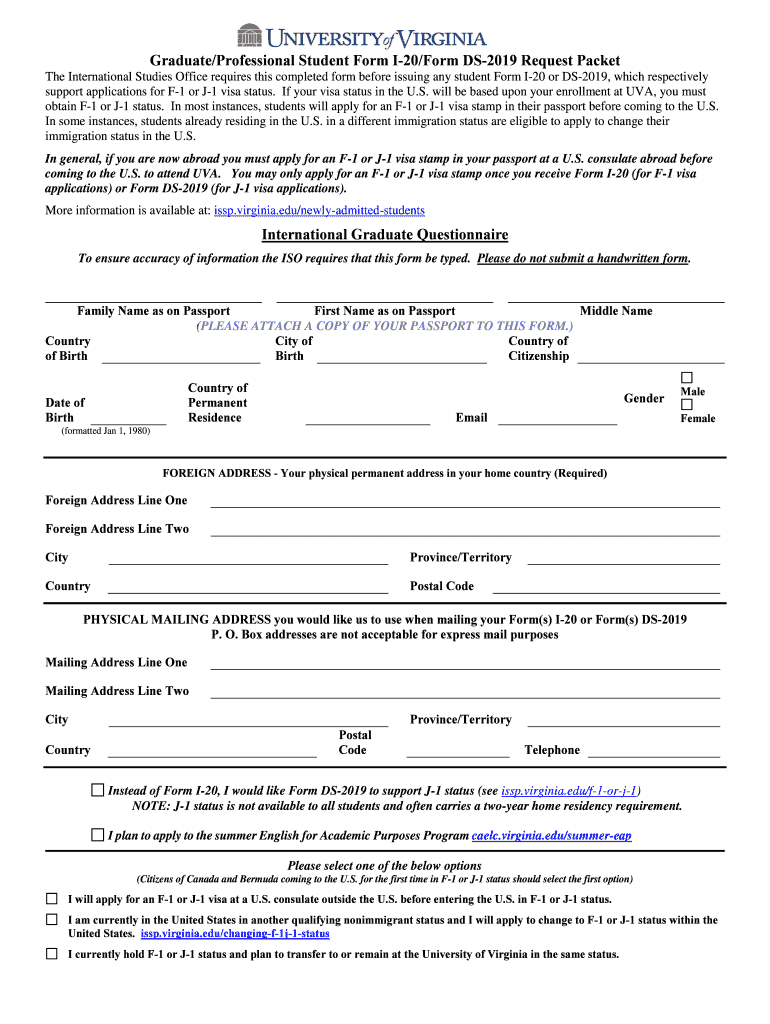 Fillable Online B2004b Application for bFormb I-20 Certificate of Eligibility for bb Fax Email ...