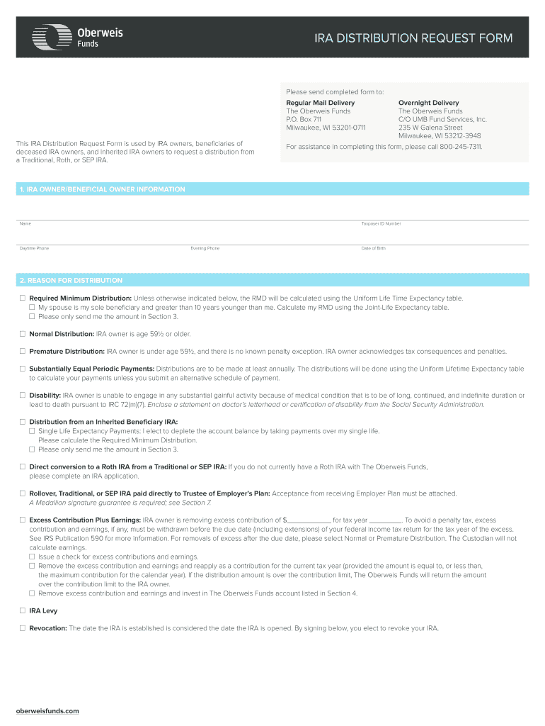 Fillable Online This IRA Distribution Request Form is used by IRA ...