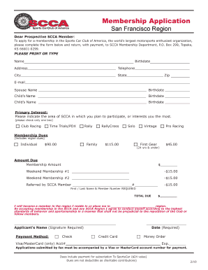 Fillable Online sfrscca SCCA Membership Application - San Francisco Region SCCA Fax Email Print ...