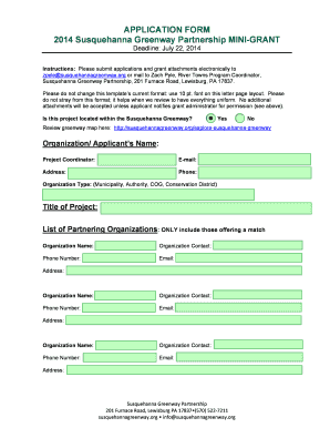 Fillable Online susquehannagreenway 2014-15 SG Mini-Grant Application ...