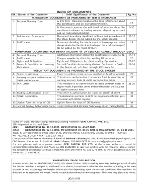 Fillable Online INDEX OF DOCUMENTS SN Name of the Document Brief Fax ...