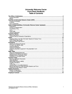 Fillable Online civsa UWC Front Desk Handbookdoc Fax Email Print ...