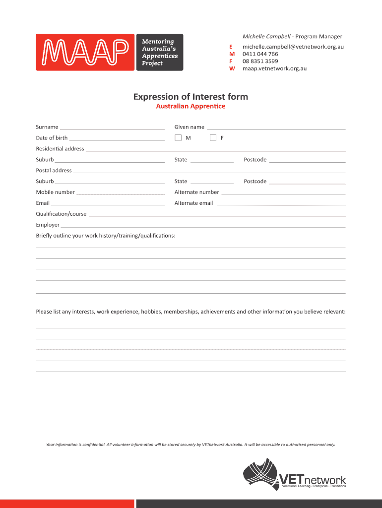 Fillable Online Australian Apprentice - VETnetwork Australia Fax Email Print - pdfFiller