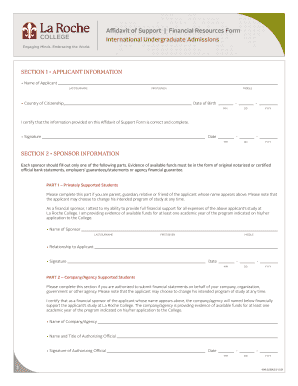 Fillable Online Affidavit of Support Financial Resources Form Fax Email ...