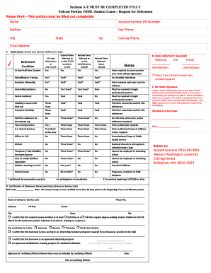 Fillable Online wwu FEDERAL PERKINS STUDENT LOAN DEFERMENT FORM ...