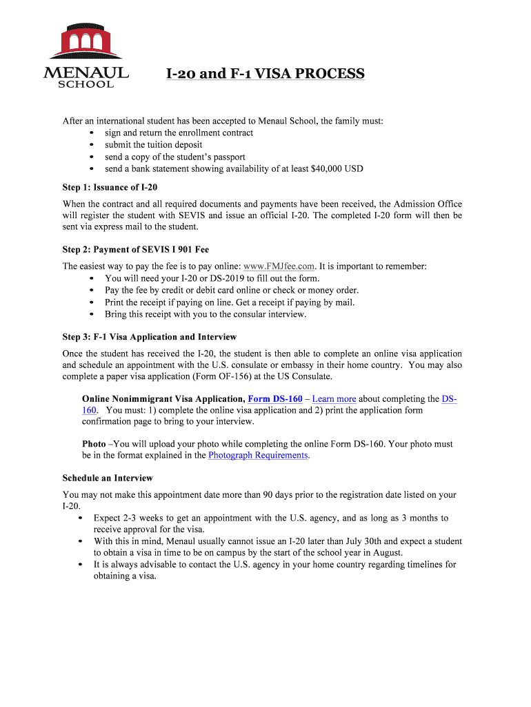 Fillable Online I-20 and F-1 VISA PROCESS Fax Email Print - pdfFiller