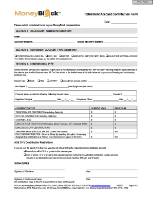 Fillable Online Retirement Account Contribution Form Fax Email Print ...