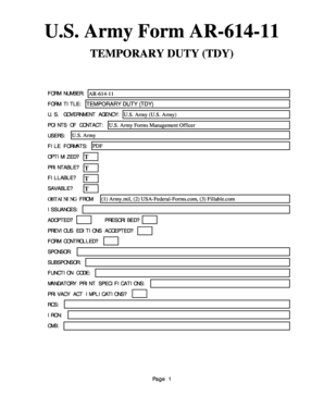 Fillable Online U.S. Army Form AR-614-11. TEMPORARY DUTY (TDY) Fax ...
