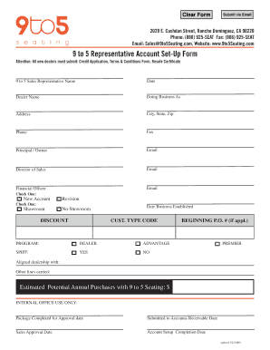 Fillable Online 9 to 5 Representative Account Set-Up Form Fax Email ...
