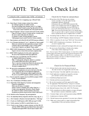 Fillable Online ADTI: Title Clerk Check List Fax Email Print - pdfFiller