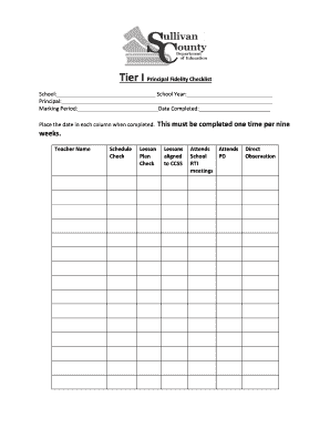 Fillable Online sullivank12 Tier I Principal Fidelity Checklistdocx Fax ...
