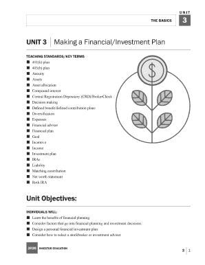 Fillable Online I Making a Financial/Investment Plan Fax Email Print ...