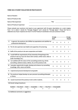 Fillable Online ssteach2 cityu edu FORM 1013 STUDENT EVALUATION ON ...