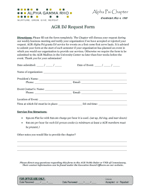 Fillable Online Alpha Psi Chapter AGR DJ Request Form Fax Email Print ...