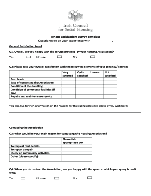 Fillable Online Tenant Satisfaction Survey Template Questionnaire on ...
