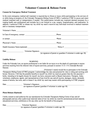 Fillable Online Volunteer Consent Release Form Fax Email Print - pdfFiller