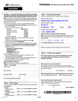 Fillable Online Centrepay the easy way to pay your bills Fax Email ...