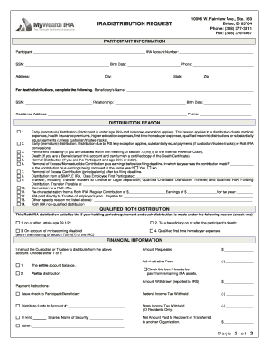 Fillable Online IRA DISTRIBUTION REQUEST - Mountain West IRA Fax Email Print - pdfFiller