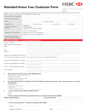 Fillable Online Standard Know Your Customer Form - HSBC Fax Email Print ...