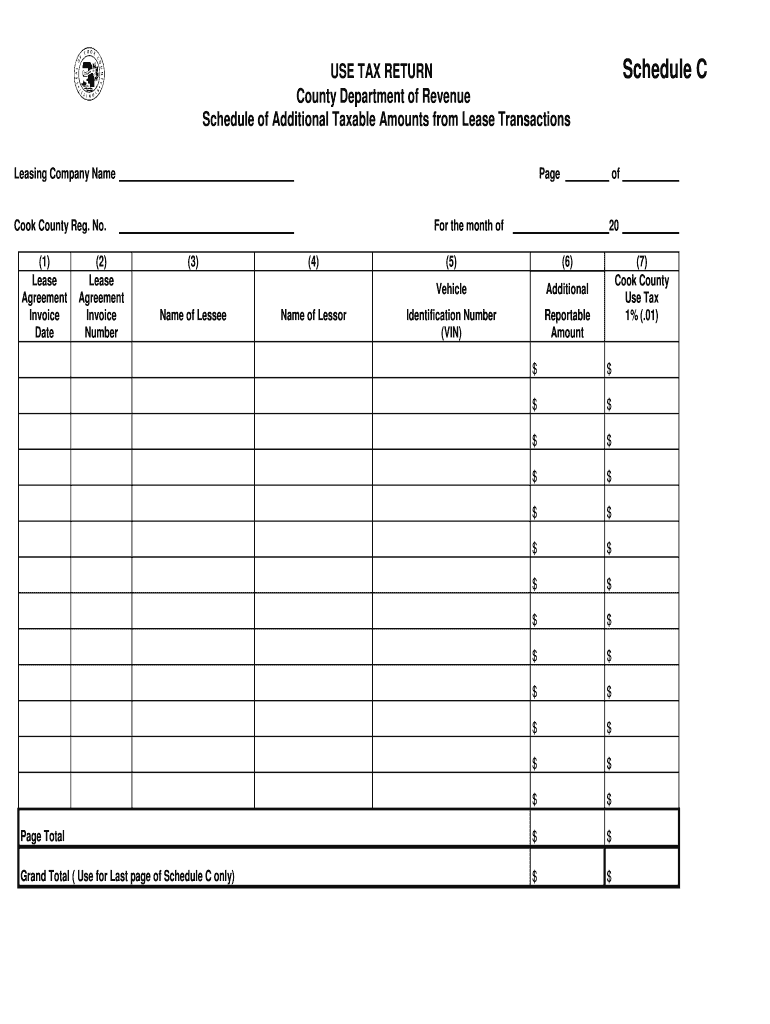 Fillable Online Schedule C USE TAX RETURN County Department of Revenue ...