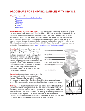 Fillable Online northeastern Procedures for Shipping Samples with Dry ...