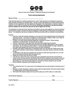 Fillable Online Toilet Learning Agreement - Childrens Campus - SF State ...