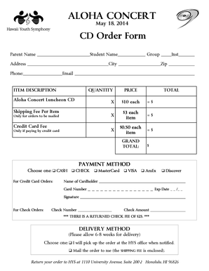 Fillable Online hiyouthsymphony ACL14 CD order form ...