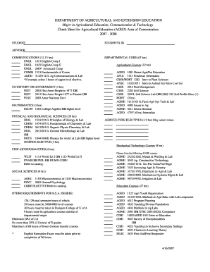 Fillable Online bumperscollege uark AGED Check Sheet with Course Name 2007-8.xls ...