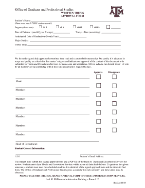 Fillable Online ogaps tamu WRITTEN THESIS Fax Email Print - pdfFiller
