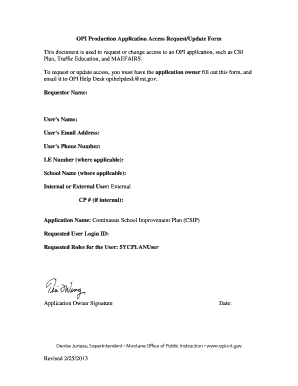 Fillable Online opi mt OPI Application Access RequestUpdate Form - opi ...