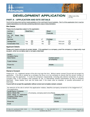 Fillable Online Development Application Form. Development Application ...