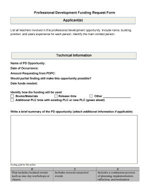 Fillable Online Professional Development Funding Request Form ...