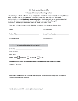 Fillable Online diversity eku Professional Development Fund Form ...