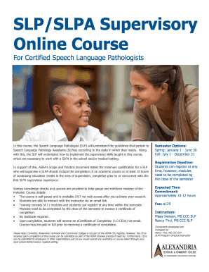Fillable Online SLP/SLPA Supervisory Fax Email Print - pdfFiller
