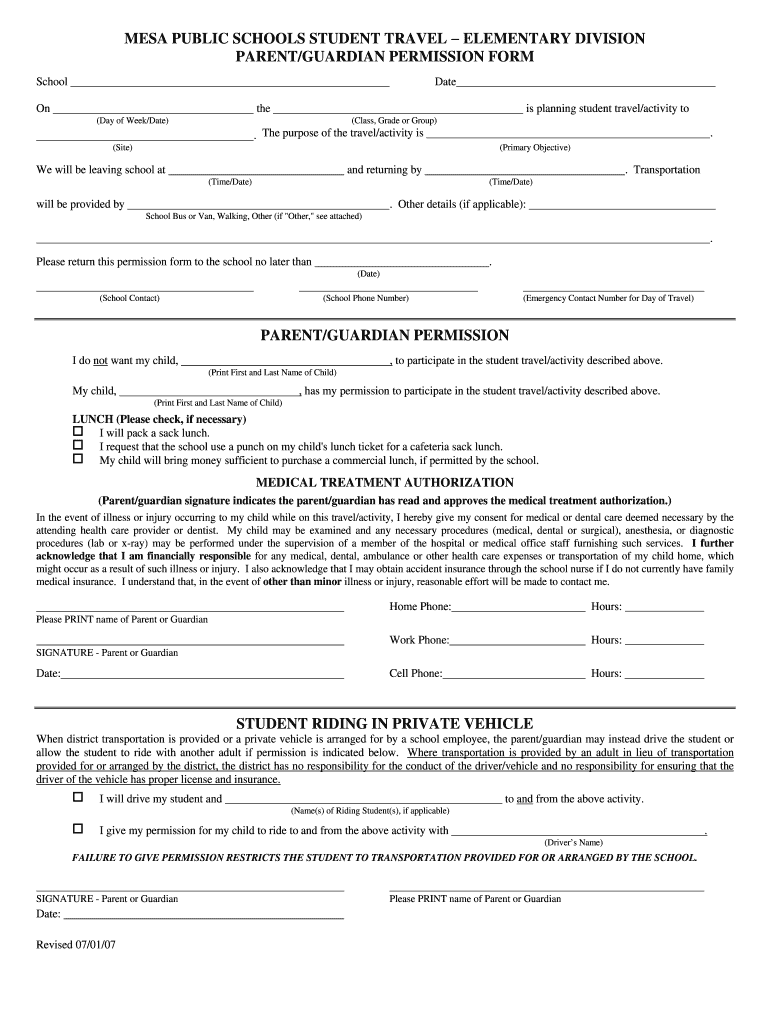 Fillable Online mpsaz ParentGuardian bPermissionb Form Elementary-English Fillable Fax Email ...