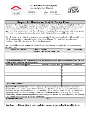 Fillable Online gov pe Request for Renovation Project Change Form - gov ...